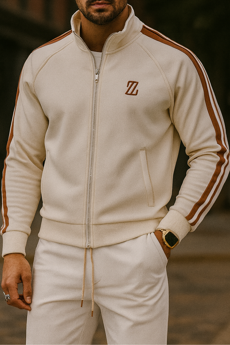 Cotton Zip Tracksuit Side Stripe Men's Athletic Wear Montelu